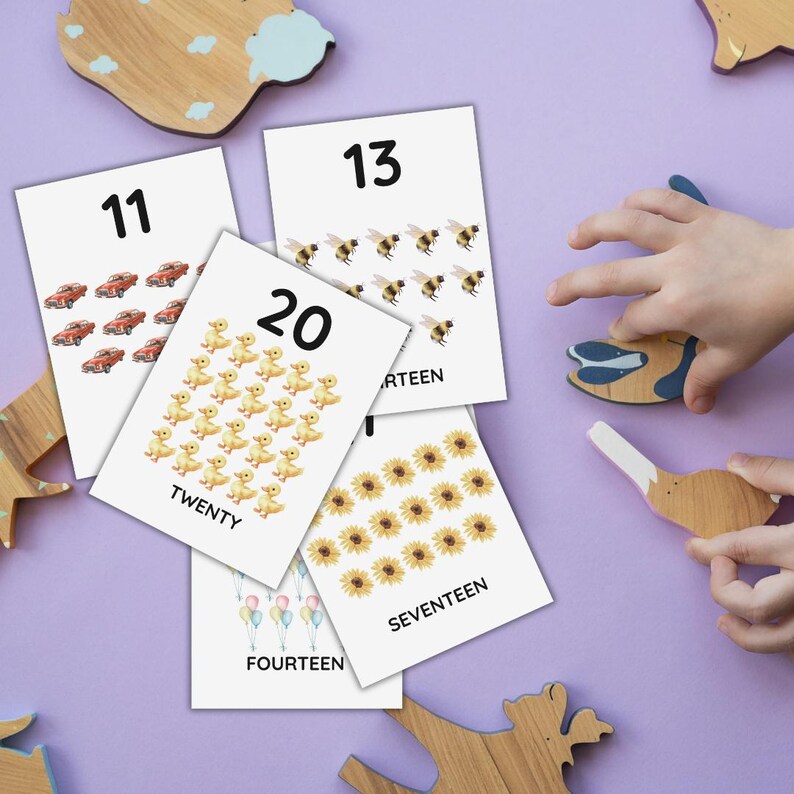 Printable Montessori Number Flashcards 1–20 | Watercolor Counting Cards ...