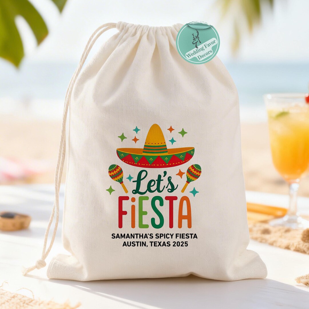 Let’s Fiesta Party Favor Bags, Mexican Fiesta Bachelorette Bags, Cinco ...