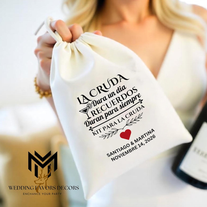 Personalized La Cruda Wedding Favor Bag, Spanish Hangover Kit, Mexico ...