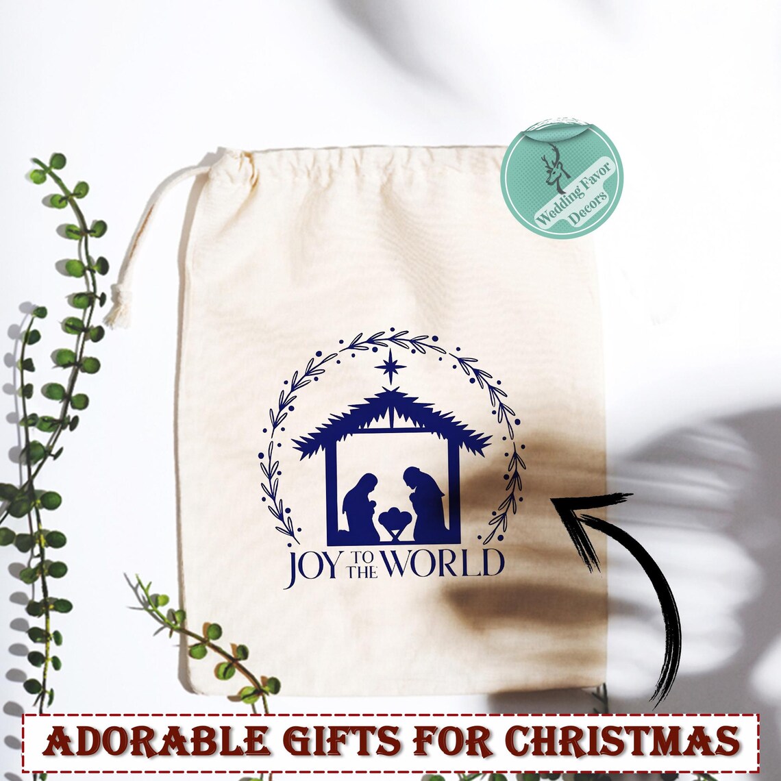 Personalized Nativity Favor Bag: Joy to the World Cotton Gift Bag - Etsy