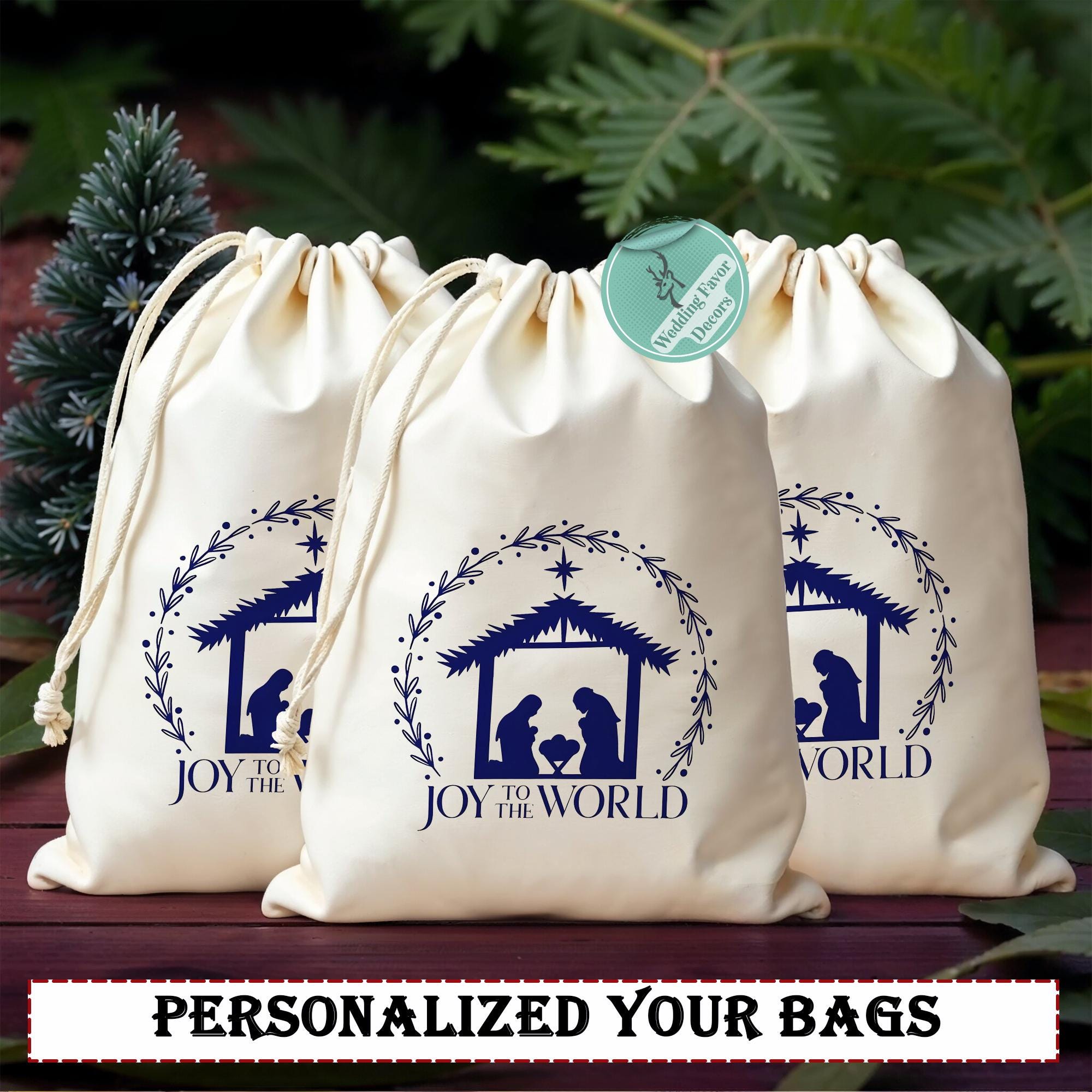 Personalized Nativity Favor Bag: Joy to the World Cotton Gift Bag - Etsy