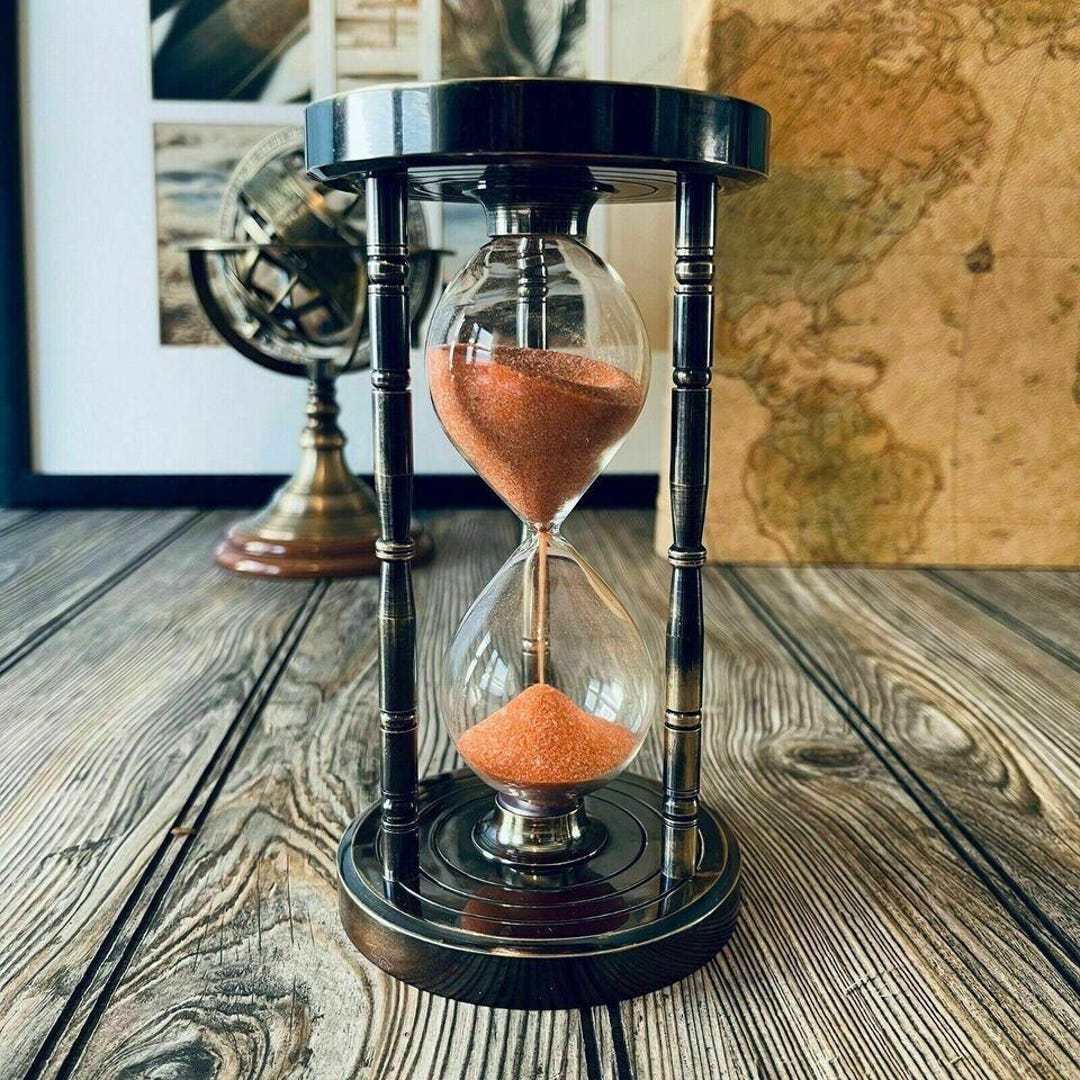 Antique Nautical Solid Brass Sand Timer Hourglass With Maritime Compass ...