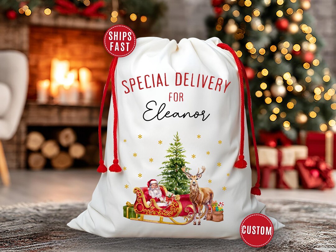 Special Delivery Santa Bag, Custom Reindeer Christmas Sack for ...