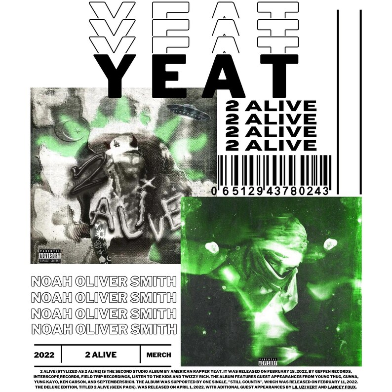 YEAT T Shirt Design. PNG Digital 4500x5100 Px. Rap, Rapper, Hiphop ...