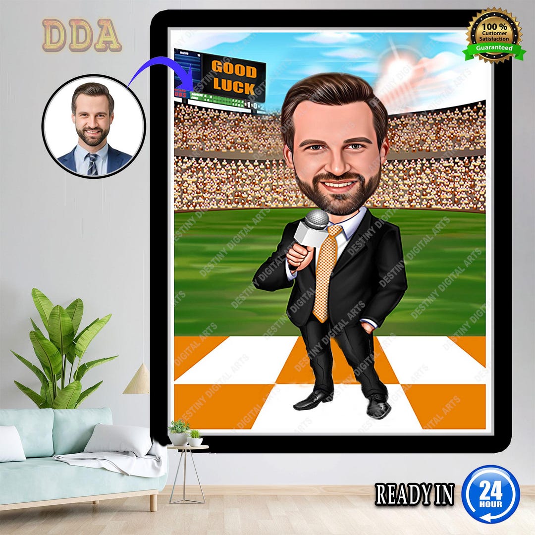 Custom Sports Anchor Caricature – Personalized Sportscaster Cartoon ...