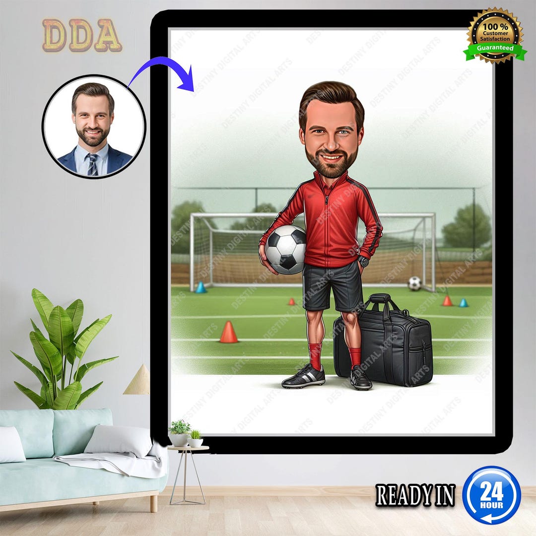 Custom Football Coach Caricature Figurine Gift, Coach Gifts From Photo ...