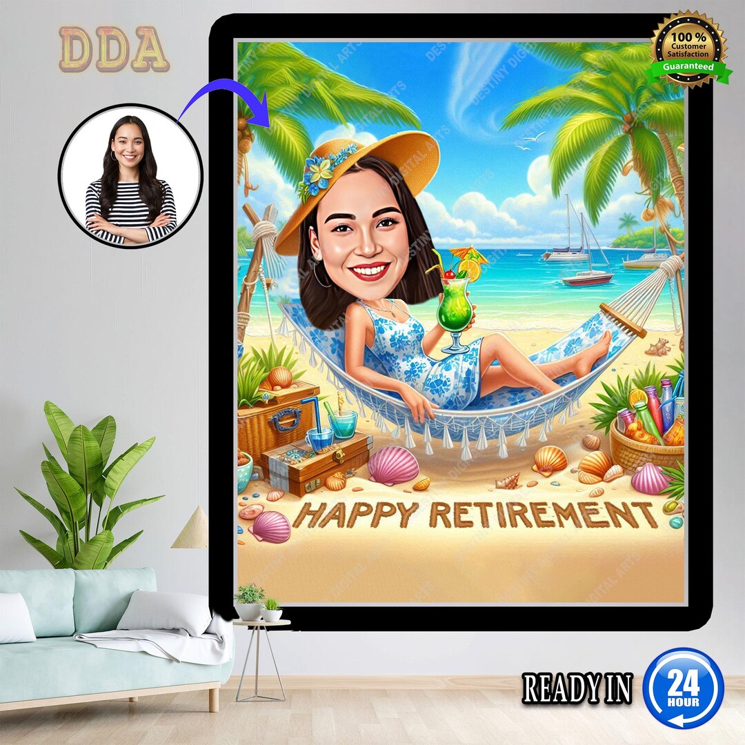 Custom Retirement Cartoon Portrait, Retirement Caricature, Retirement ...