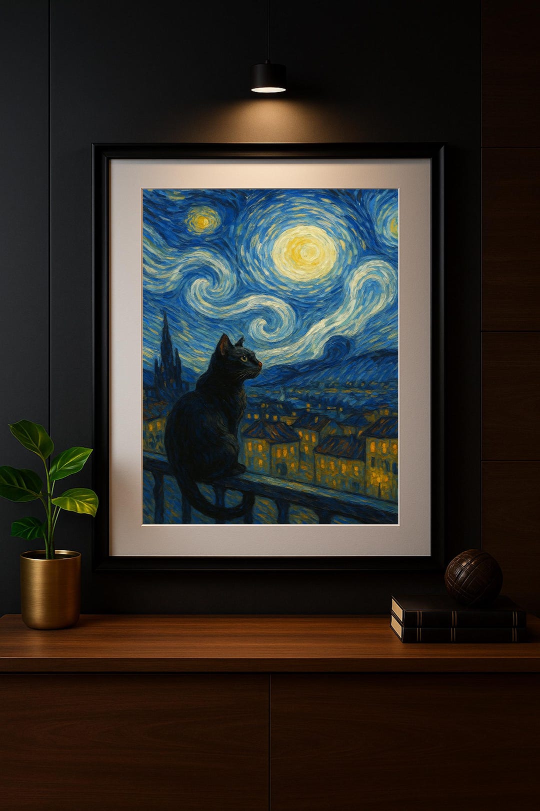 Starry Night Watcher – Black Cat Puzzle in Van Gogh Style (500 / 1000 ...