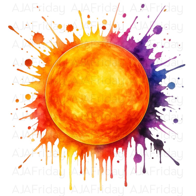 5 Watercolor Planet PNG, Galaxy Splash Painting, Space Art, Printable ...
