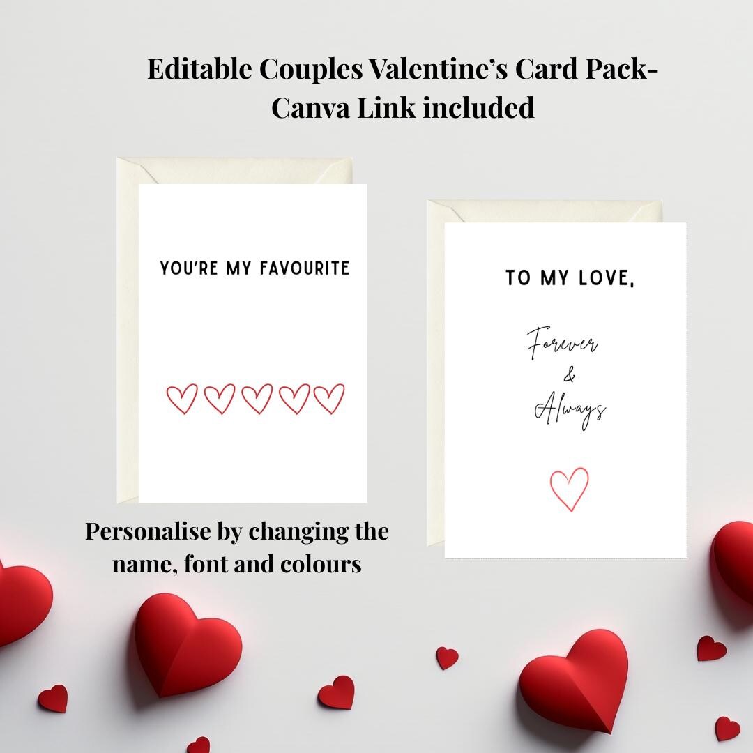 Editable Valentines Day Cards for Couples | Canva Link | Forever | US ...