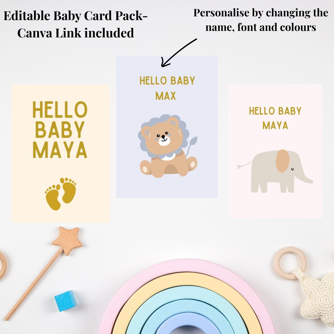 Editable Baby Card Bundle – 3 Designs – Printable Canva Template ...