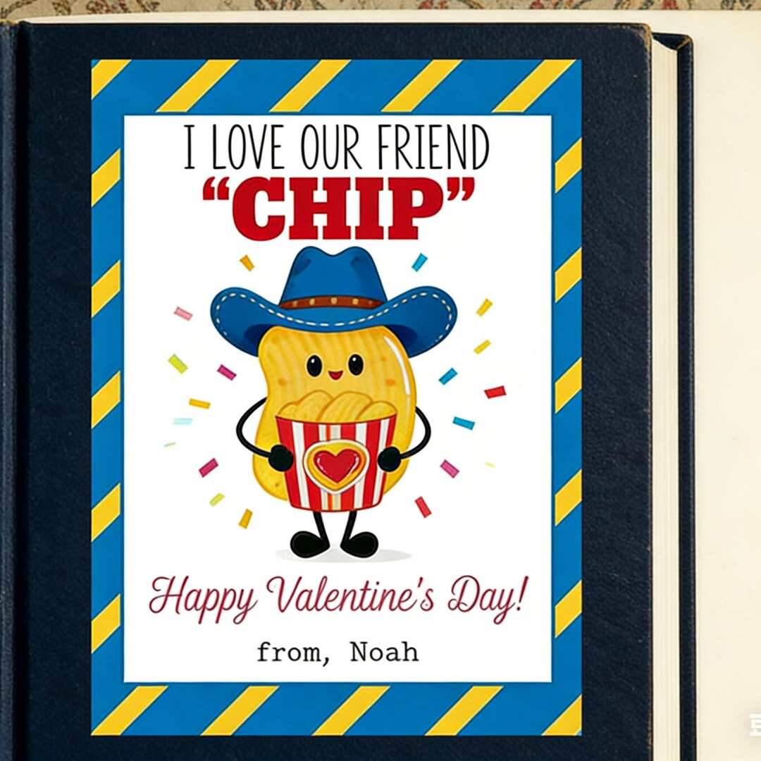 Printable Friend-chip Valentine's Day Card,potato Chips Valentine ...