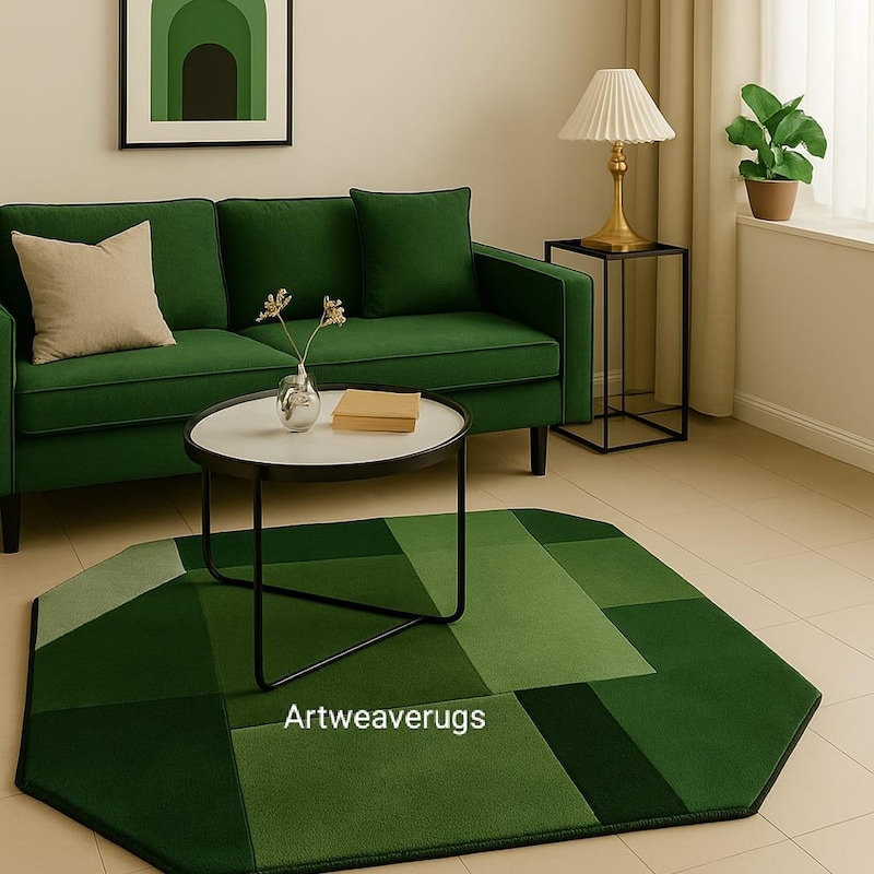 8 Ft Black Octagon Rug - Etsy