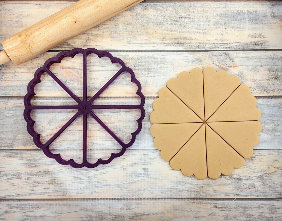 Multi-cutter Scalloped Pie EIGHT Slice Cookie Cutter or Fondant Cutter ...