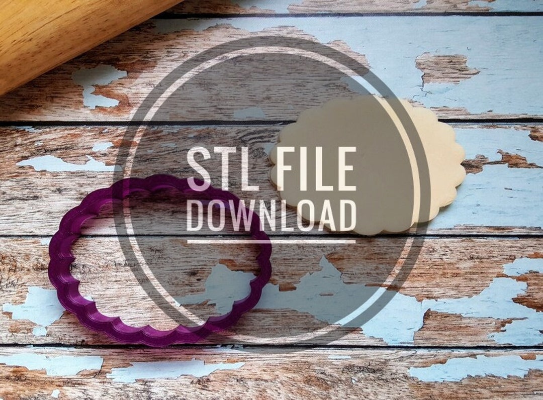 Digital STL File Download for Scalloped Oval Cookie Cutter and Fondant ...