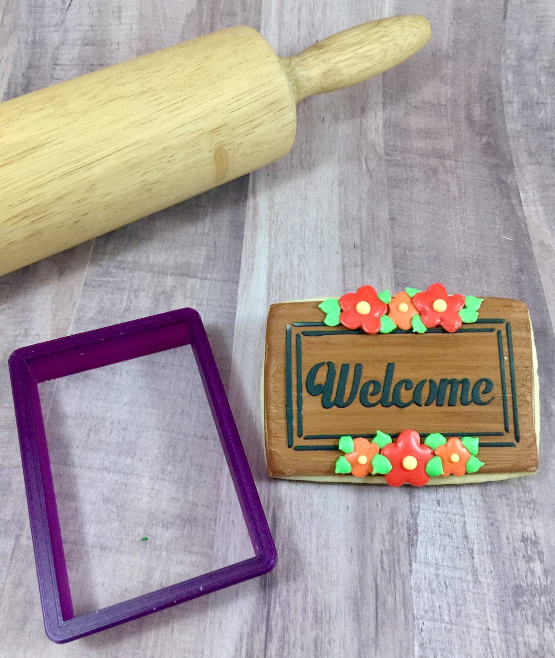 Rectangle 3.5 X 2.25 With Welcome Mat Cookie Cutter and Fondant Cutter ...