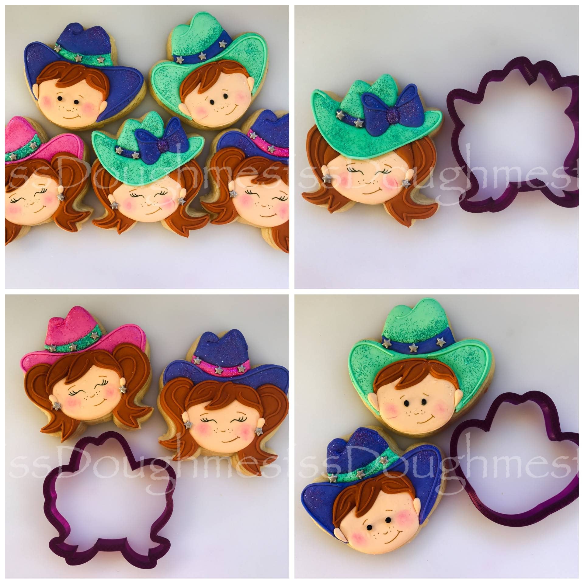 Miss Doughmestic Cowboy and Cowgirl Cookie Cutter or Fondant Cutter and ...