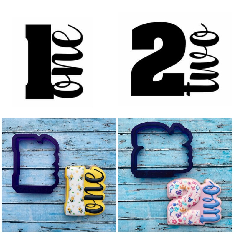 Number With Script Set of 10 Cookie Cutters or Fondant Cutters - Etsy
