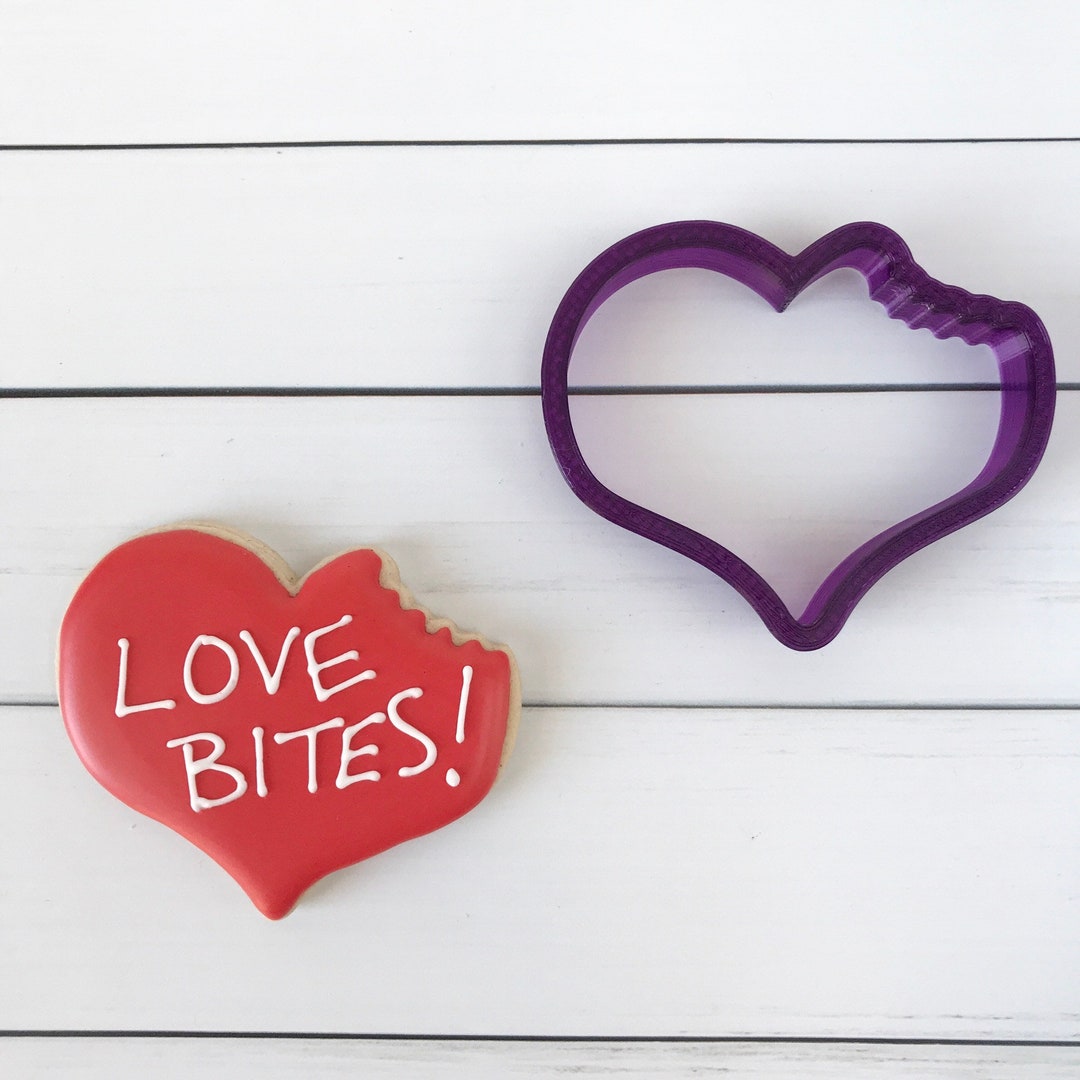 Love Bites or Bitten Heart Cookie Cutter and Fondant Cutter and Clay ...