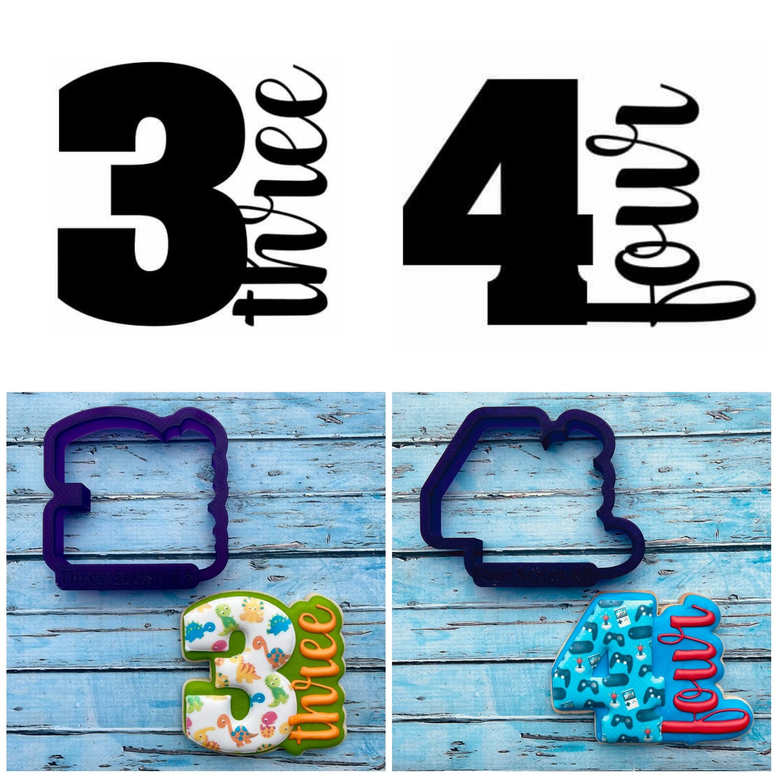 Number With Script Set of 10 Cookie Cutters or Fondant Cutters and Clay ...