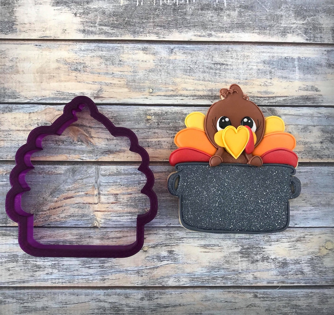 Turkey in a Pot With Sign Area Plaque Cookie Cutter and Fondant Cutter ...