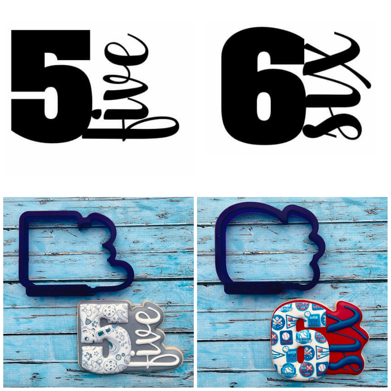 Number With Script Set of 10 Cookie Cutters or Fondant Cutters and Clay ...