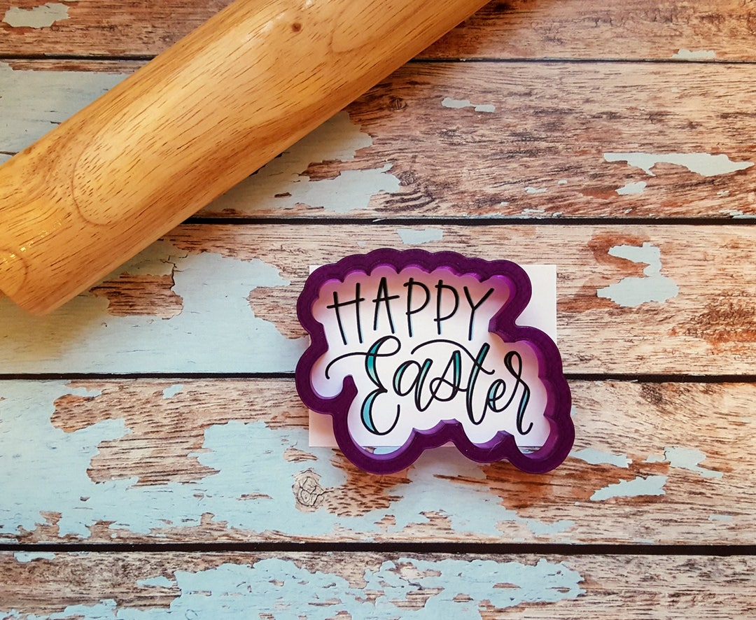 Happy Easter Hand Lettered Cookie Cutter and Fondant Cutter and Clay ...