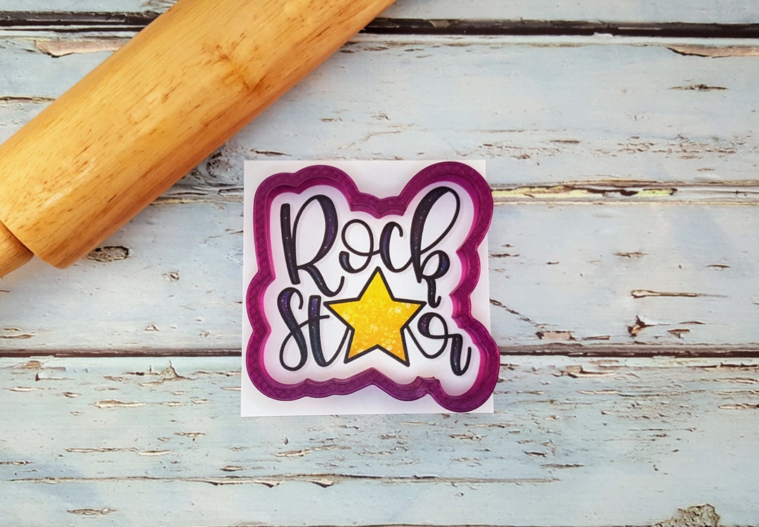 Rock Star Hand Lettered Cookie Cutter and Fondant Cutter and Clay ...