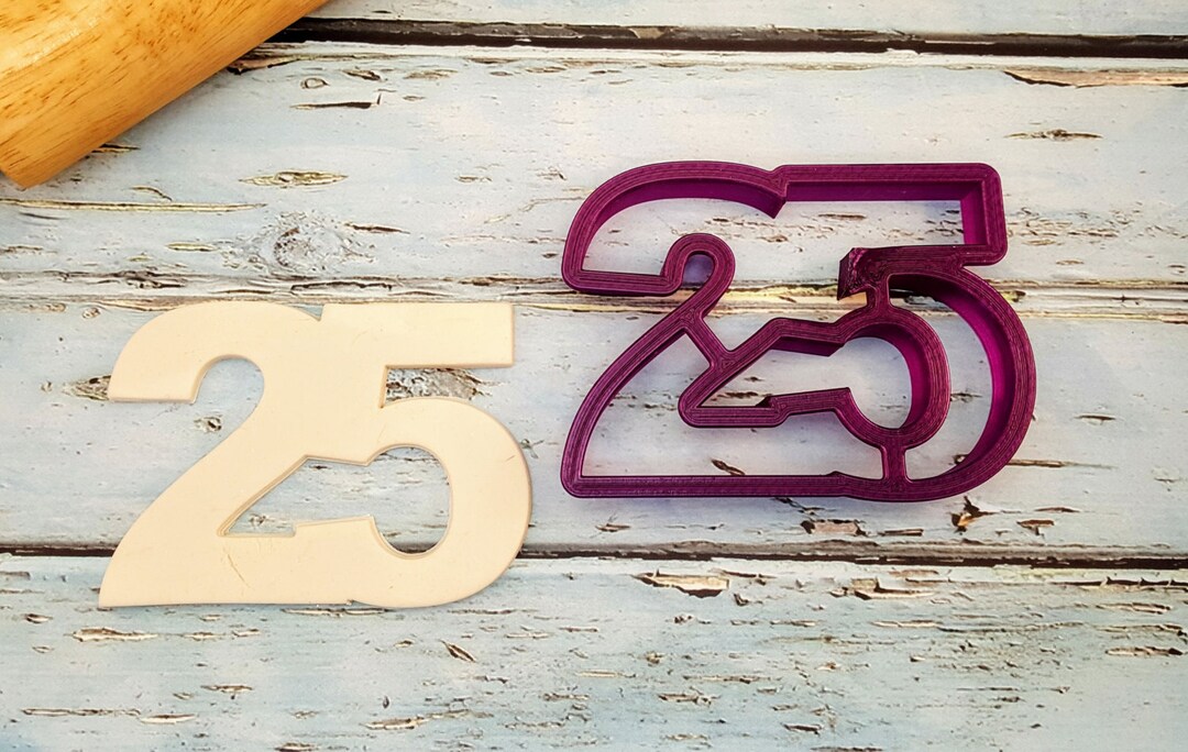 25 Twenty Five or Twenty Fifth Number Cookie Cutter and Fondant Cutter ...