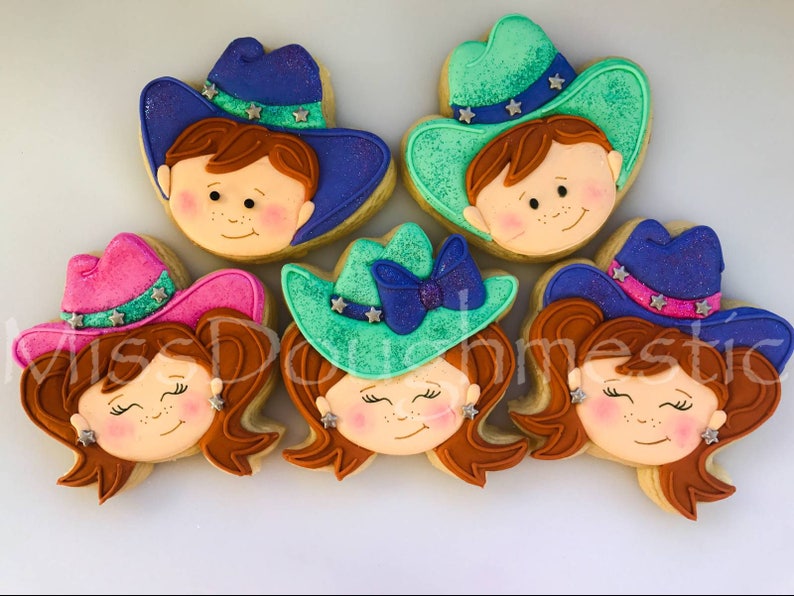 Miss Doughmestic Cowboy and Cowgirl Cookie Cutter or Fondant | Etsy