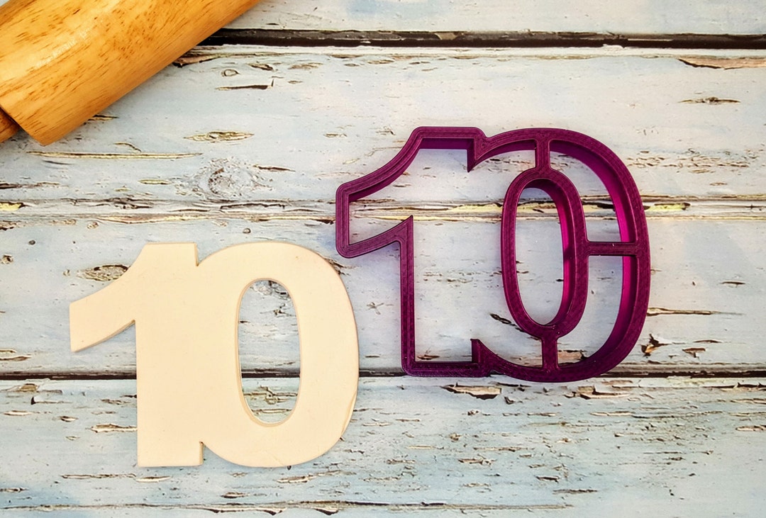 10 Ten or Tenth Number Cookie Cutter and Fondant Cutter and Clay Cutter ...
