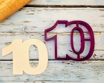 Number 10 With Banner Cookie Cutter - Etsy
