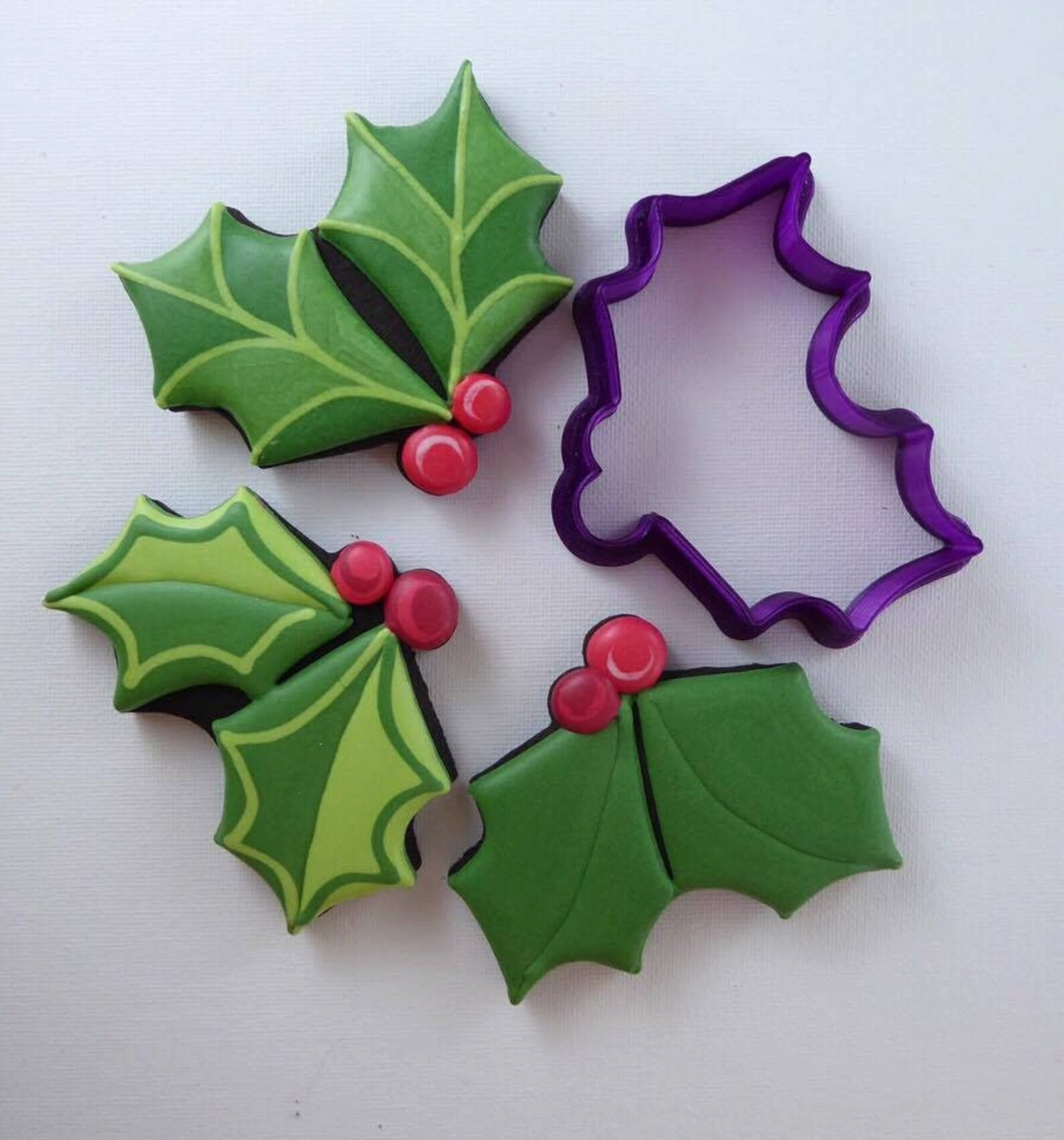 Holly With Berries Cookie Cutter and Fondant Cutter and Clay Cutter - Etsy