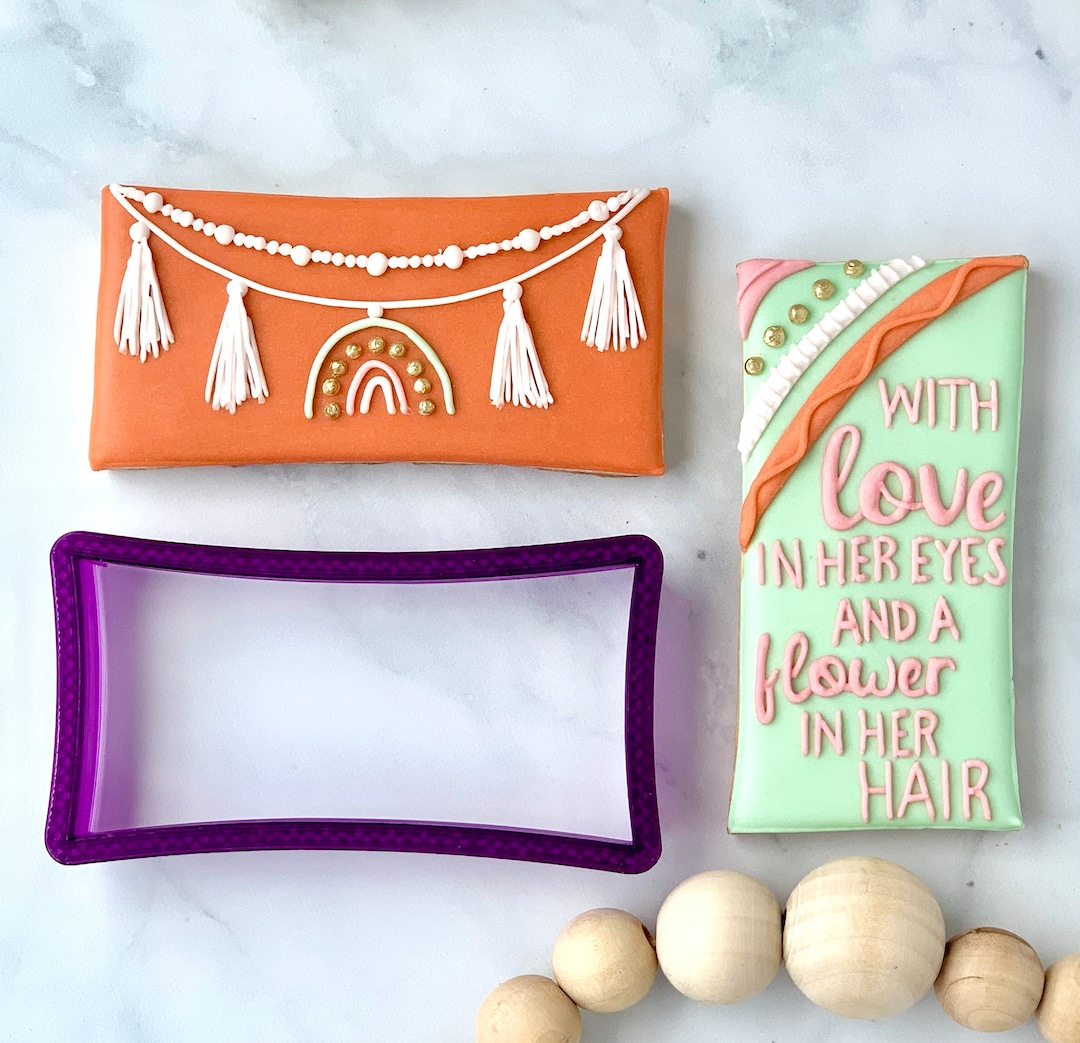 Flared Rectangle Plaque Cookie Cutter and Fondant Cutter and Clay ...