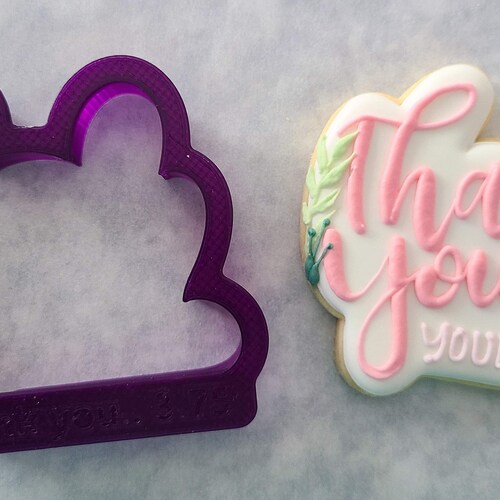 Thank You For Hand Lettered Cookie Cutter And Fondant Cutter Etsy