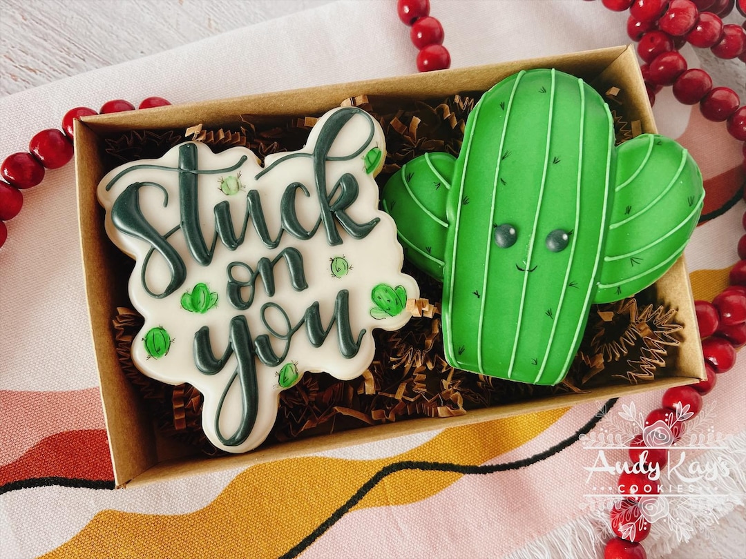 Cactus With Stuck on You Hand Lettered Cookie Cutter and Fondant Cutter ...