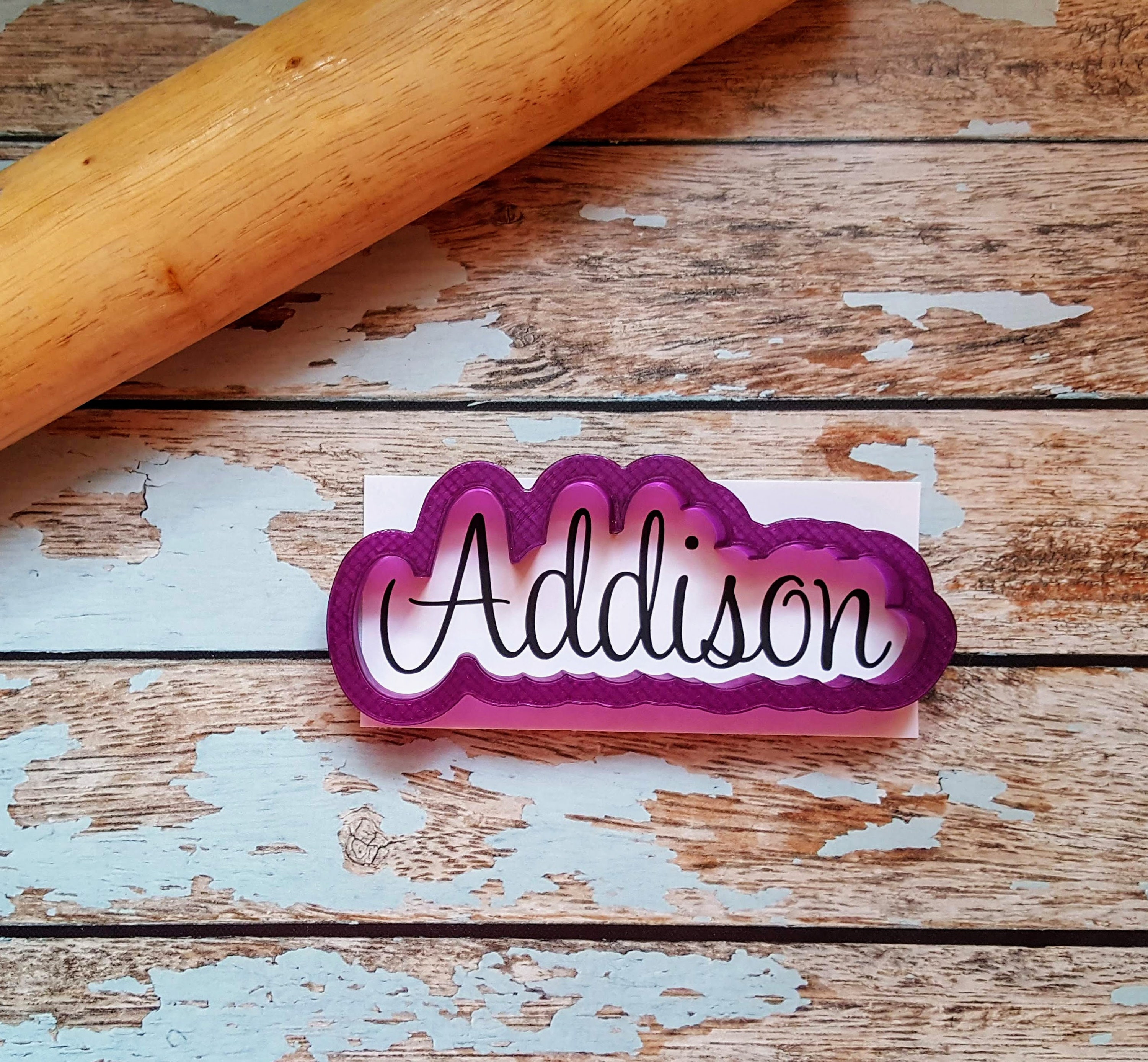 Addison Hand Lettered Cookie Cutter and Fondant Cutter and Clay Cutter ...