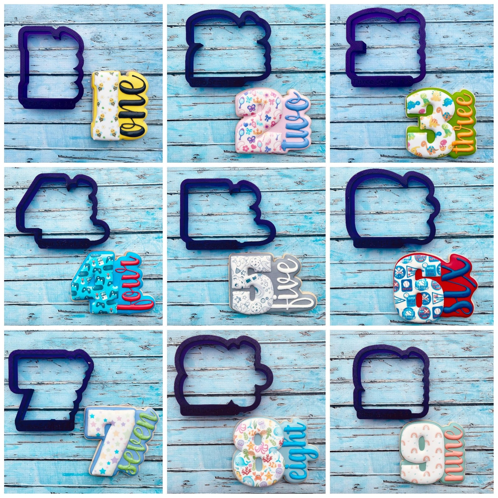 Number With Script Set of 10 Cookie Cutters or Fondant Cutters and Clay ...