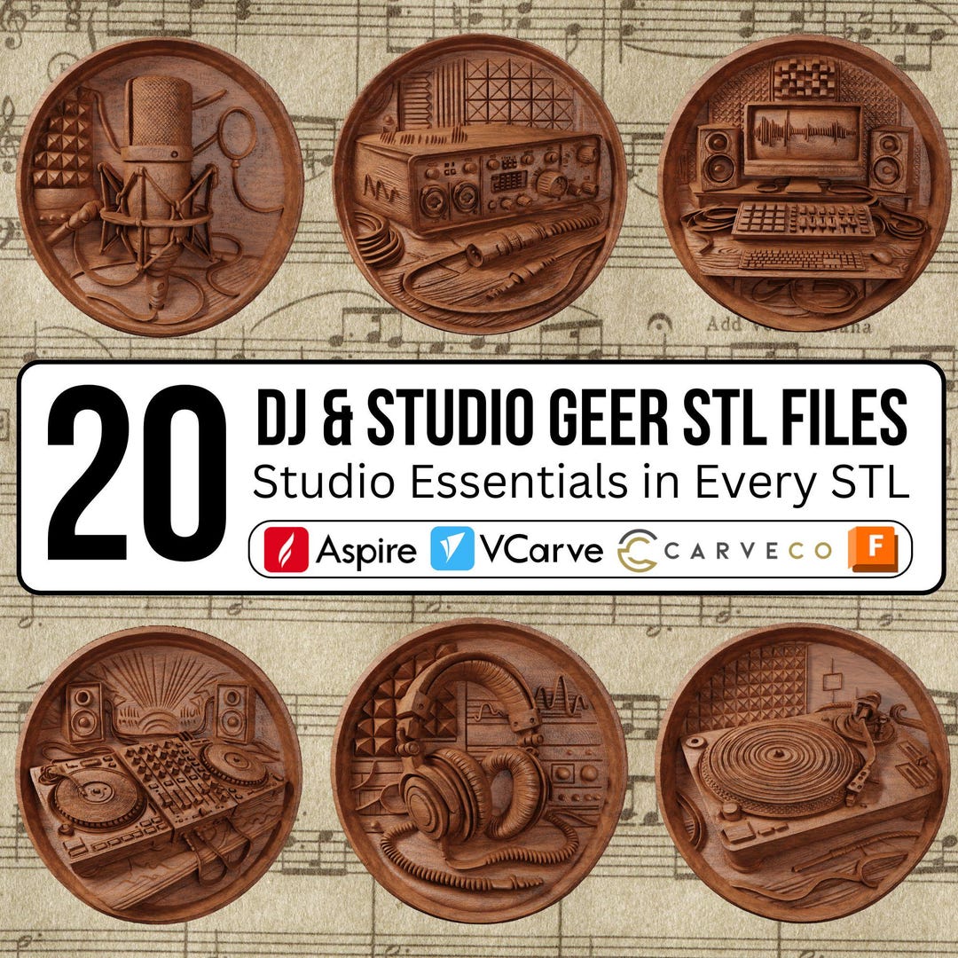 DJ & Studio Gear STL Bundle, 3D CNC Studio Relief Model Files, Dj ...