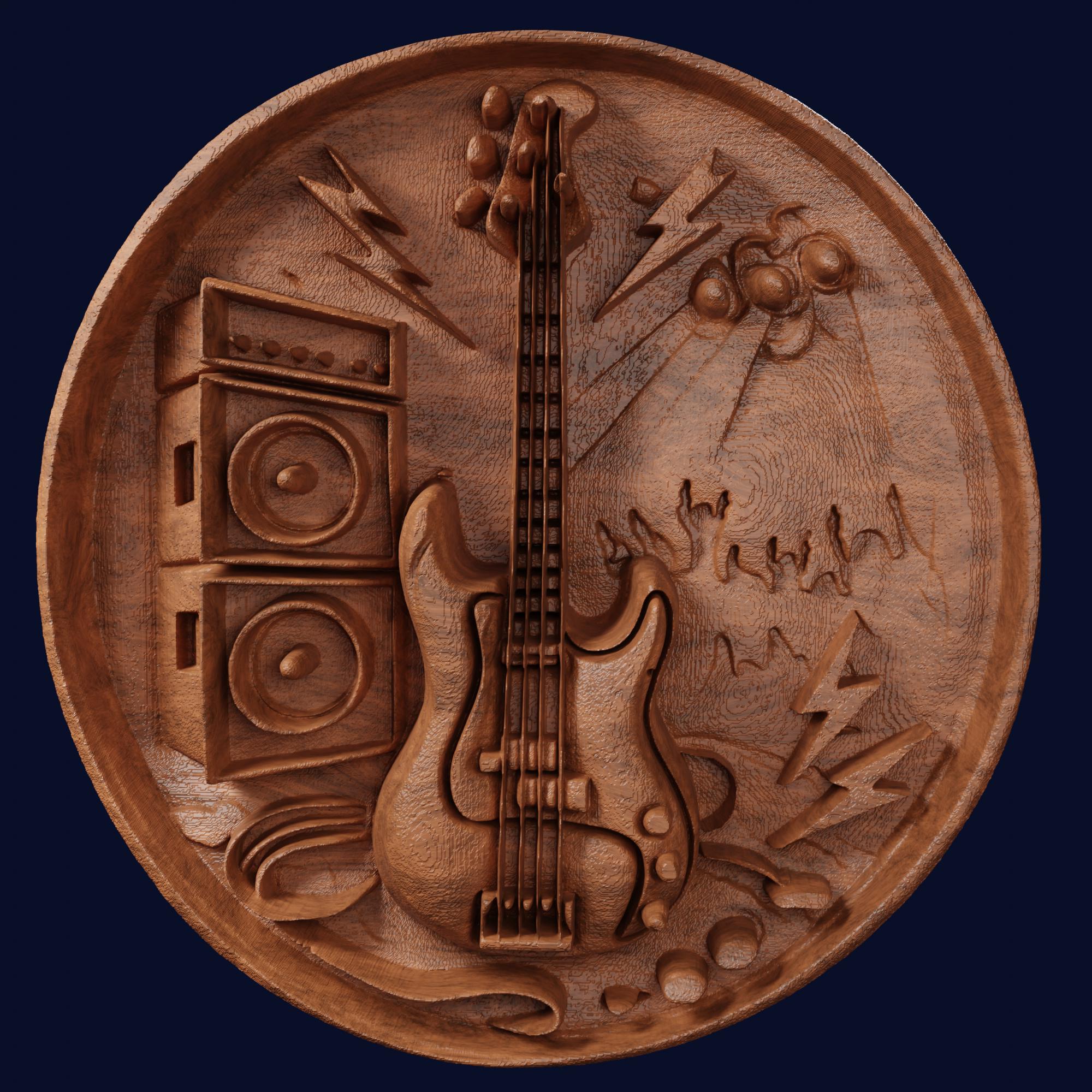 Rock Band & Stage STL Bundle, 3D Musical Instruments CNC Relief Model ...