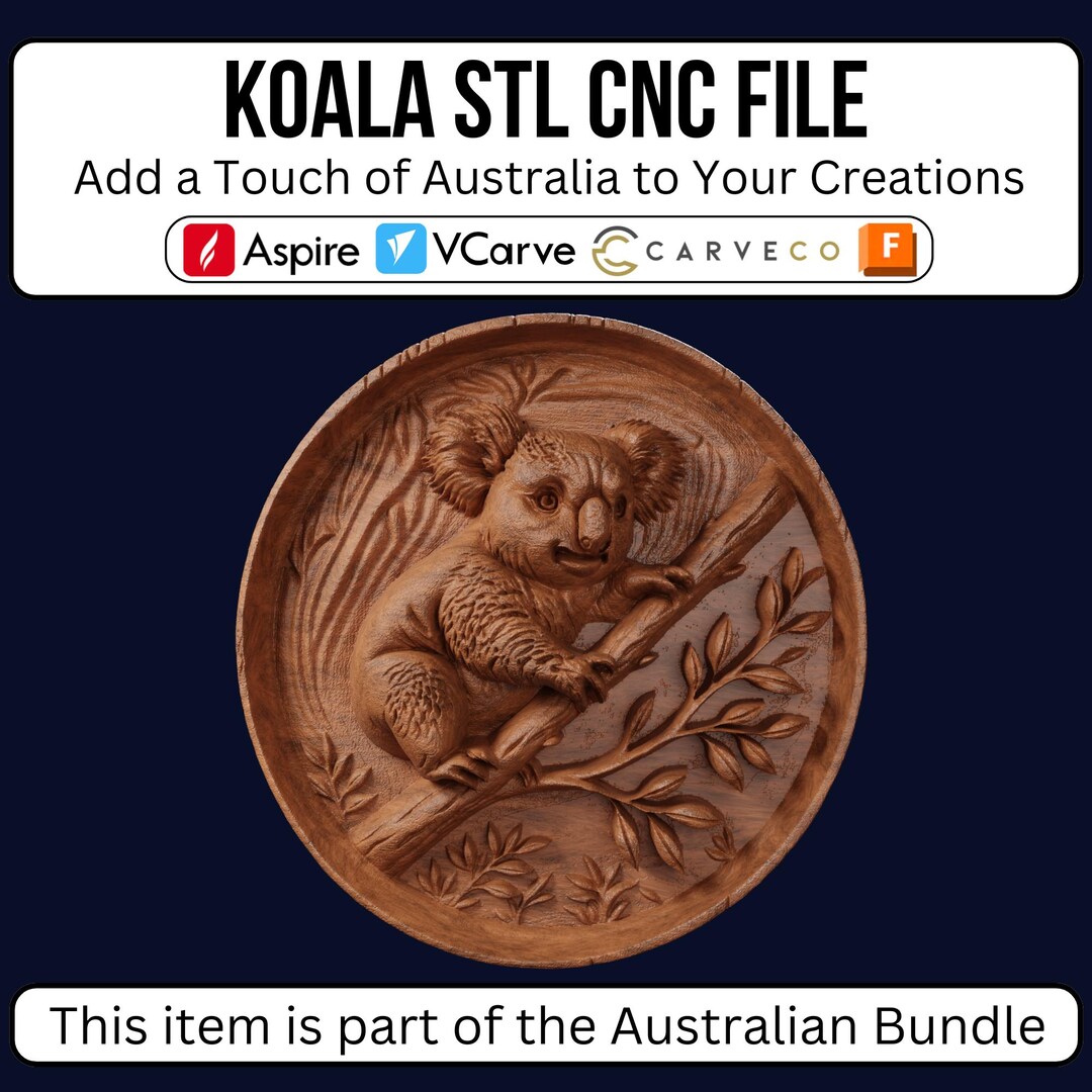 Koala STL File for CNC Carving and 3D Printing | Wildlife Relief 3D ...
