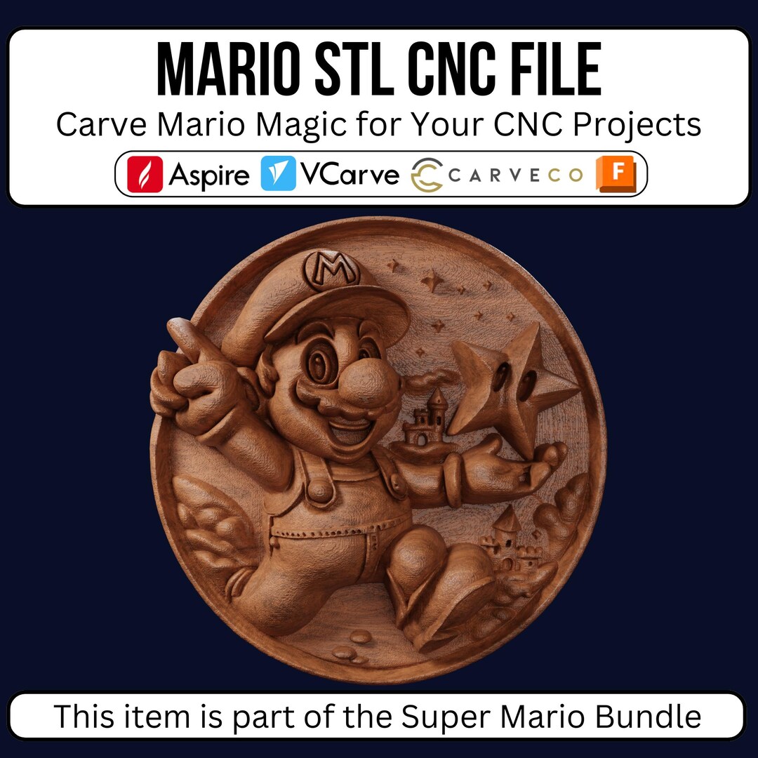 Mario STL File for CNC Carving and 3D Printing | Super Mario Relief 3D ...