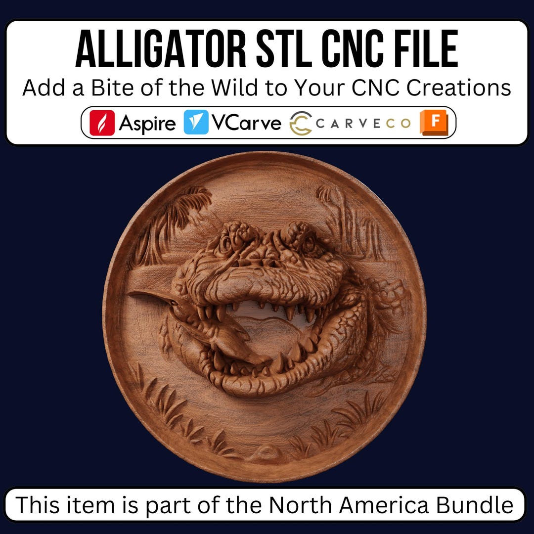 Alligator STL File for CNC Carving and 3D Printing | Crocodile Relief ...