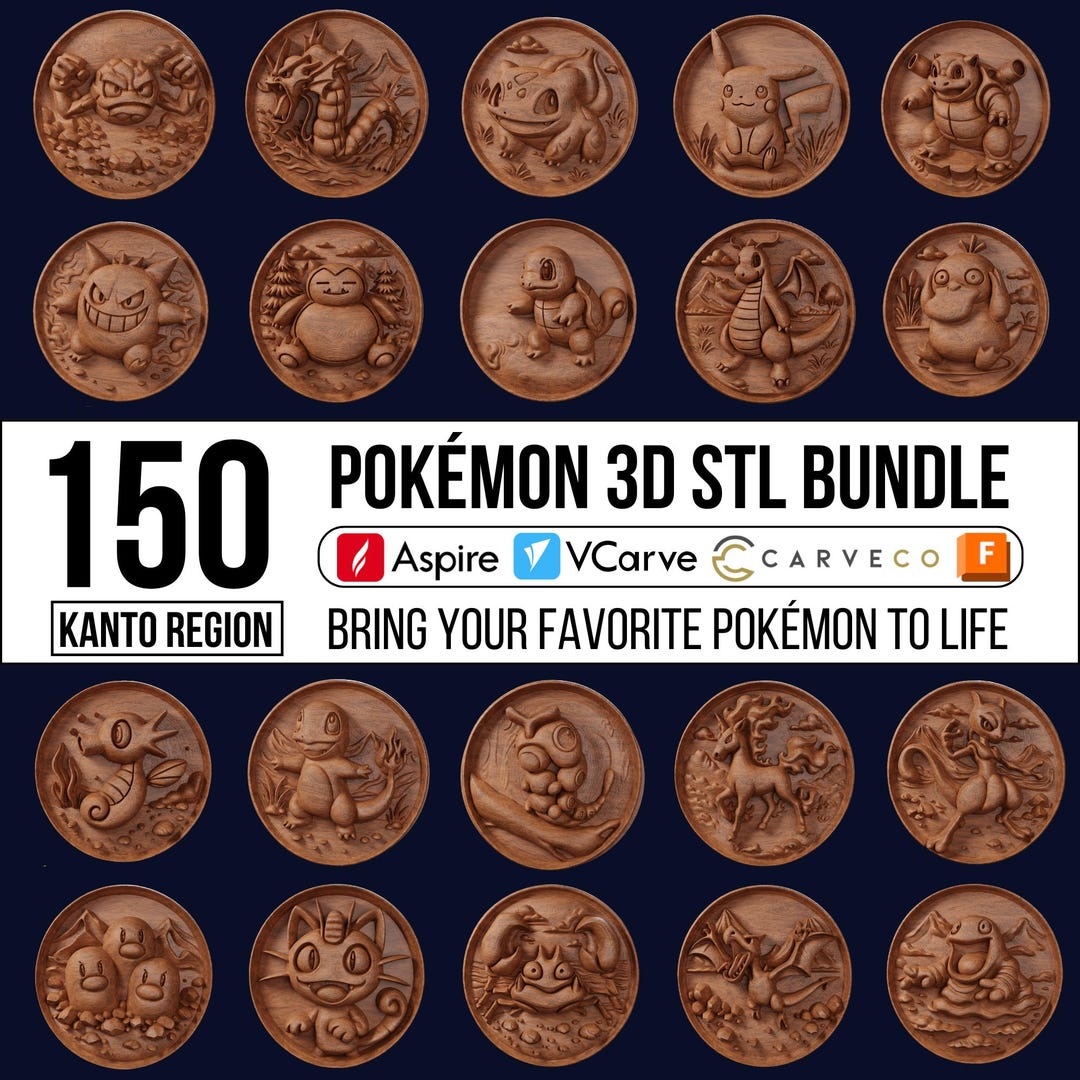 3d Printed Pokemon Stl Bundle for Cnc Carving – Digital Download ...
