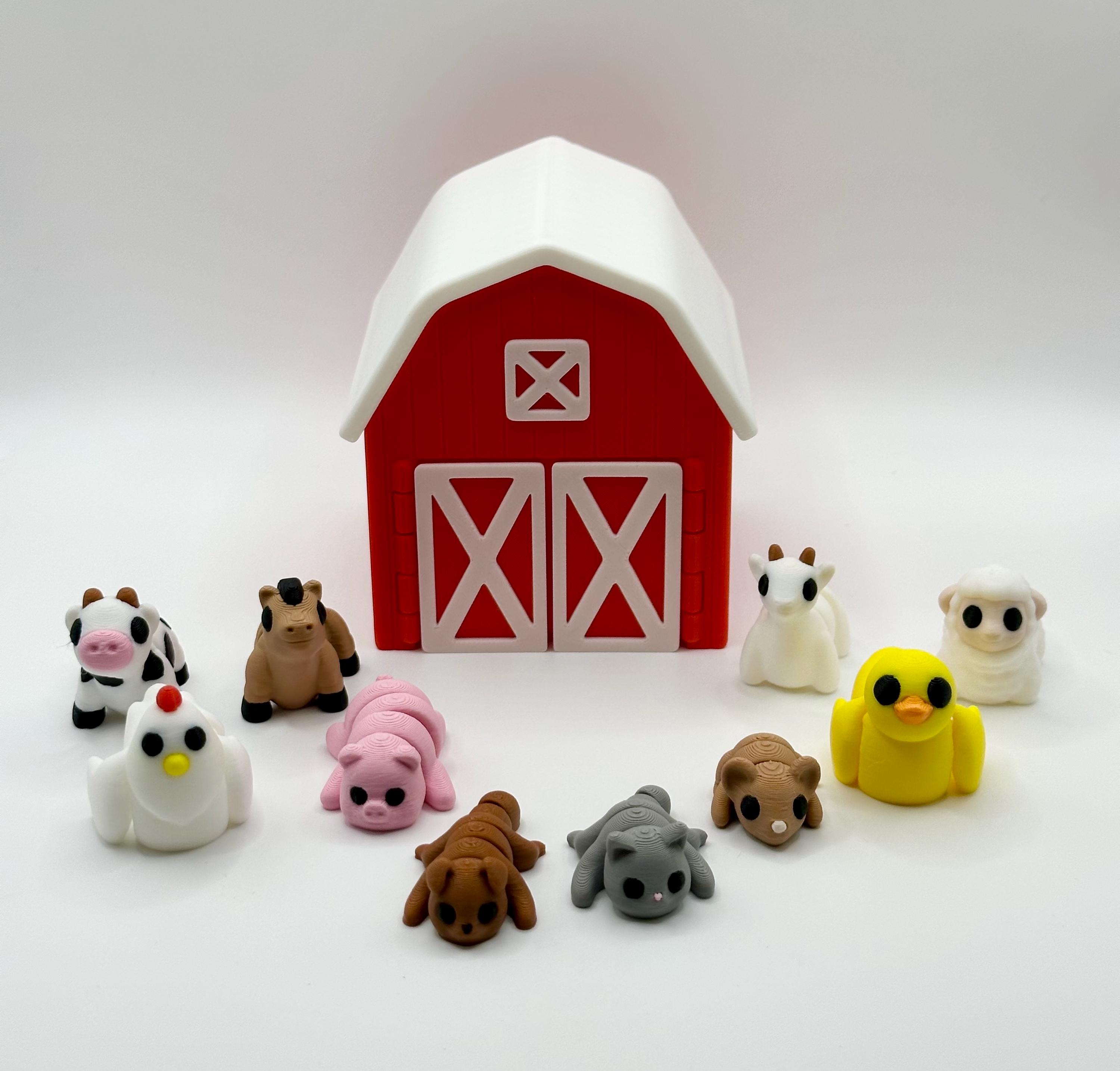 Mini Farm Animal Figure Set With Barn – Sensory Playset - Etsy