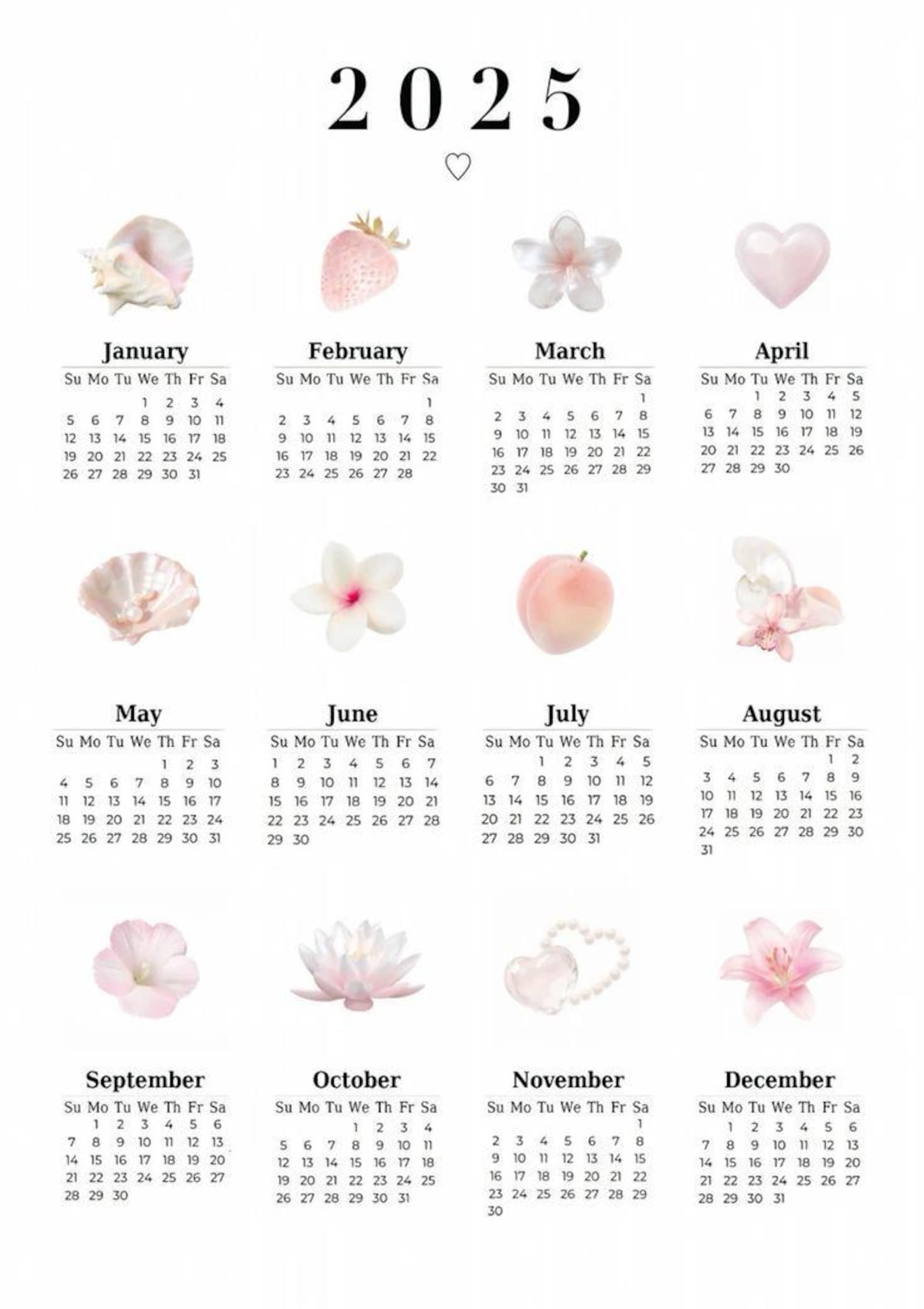 Cute Planner Cute Calendar Aesthetic Calendar Planner Calendar Custom ...