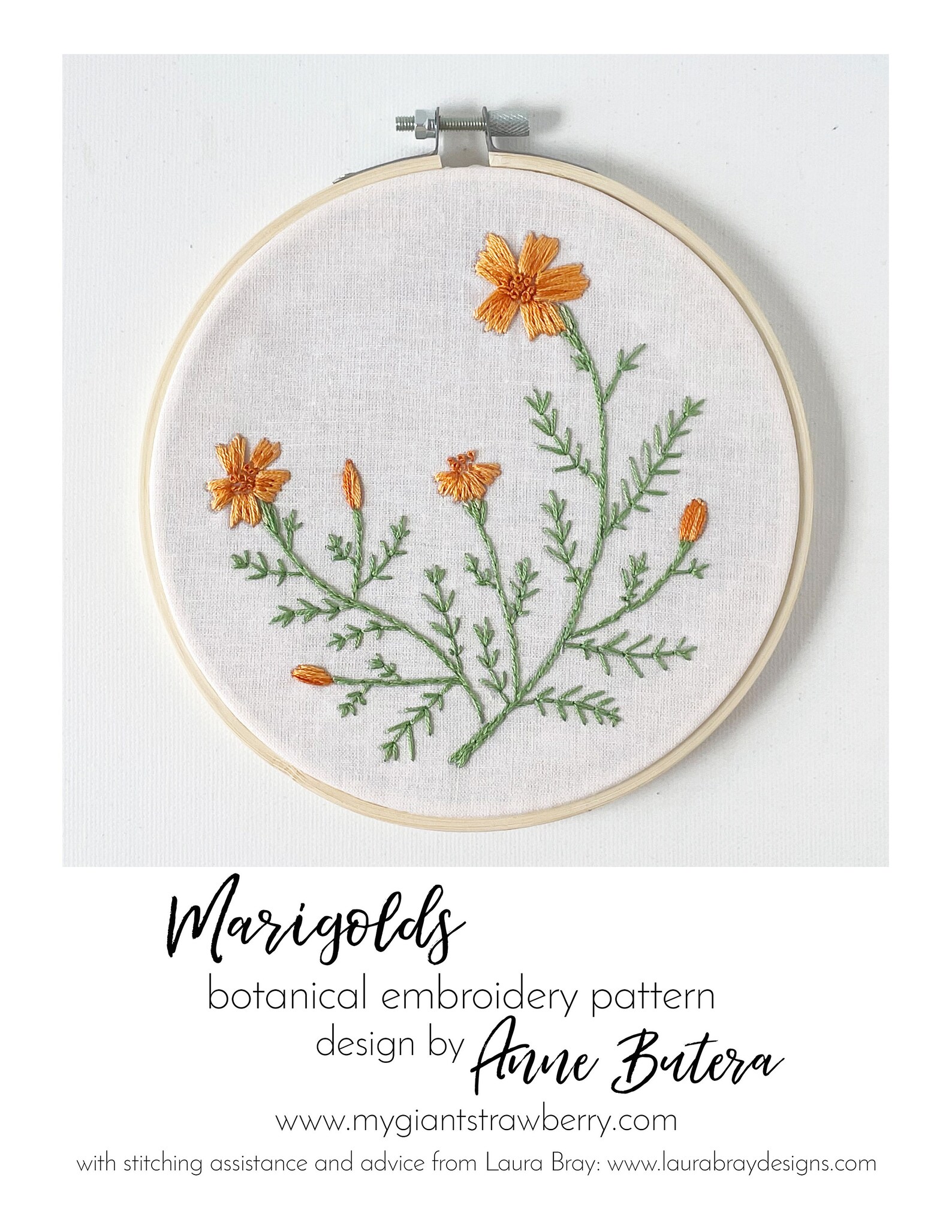 Marigolds Digital Embroidery Pattern With Two Versions of - Etsy