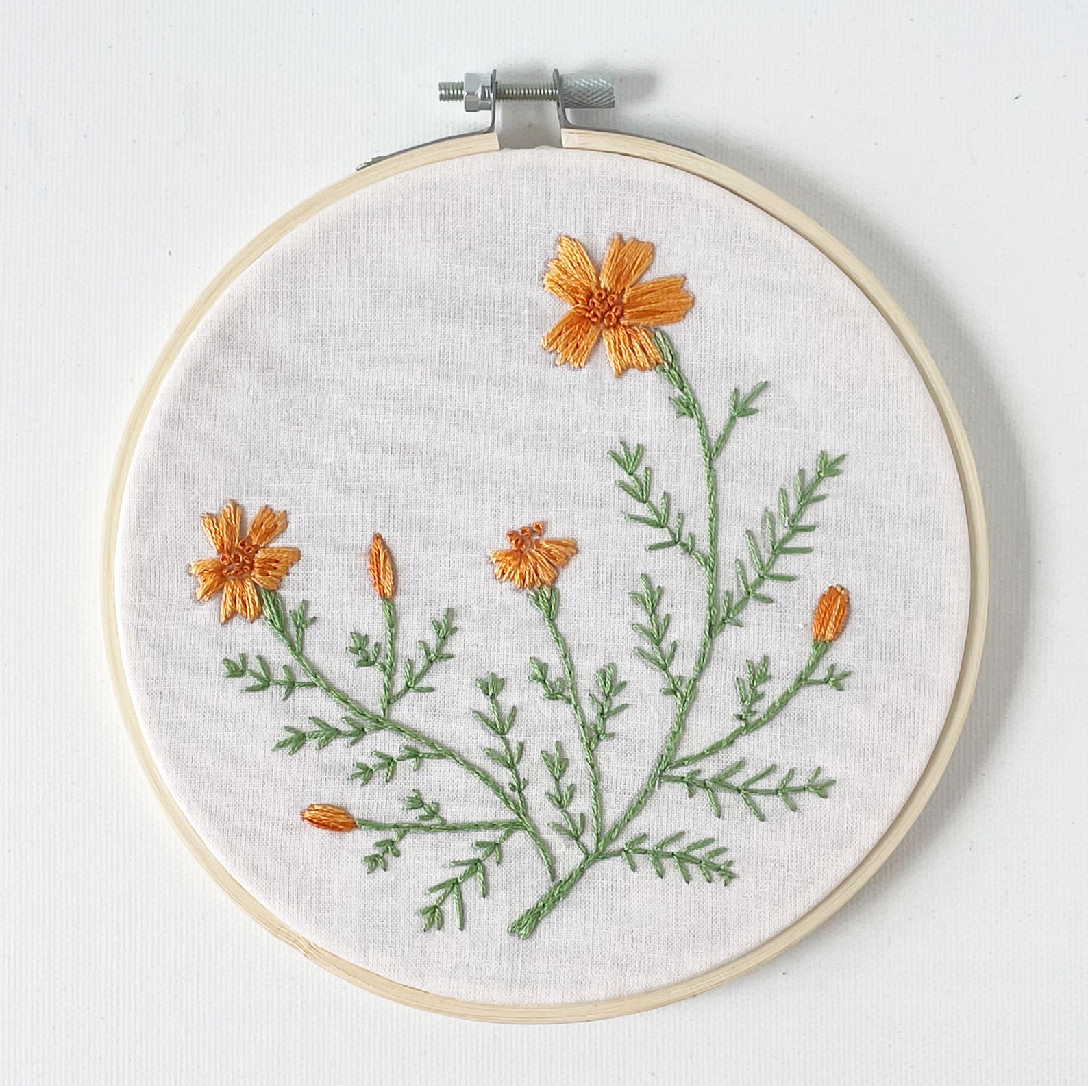 Marigolds Digital Embroidery Pattern With Two Versions of Embroidered ...