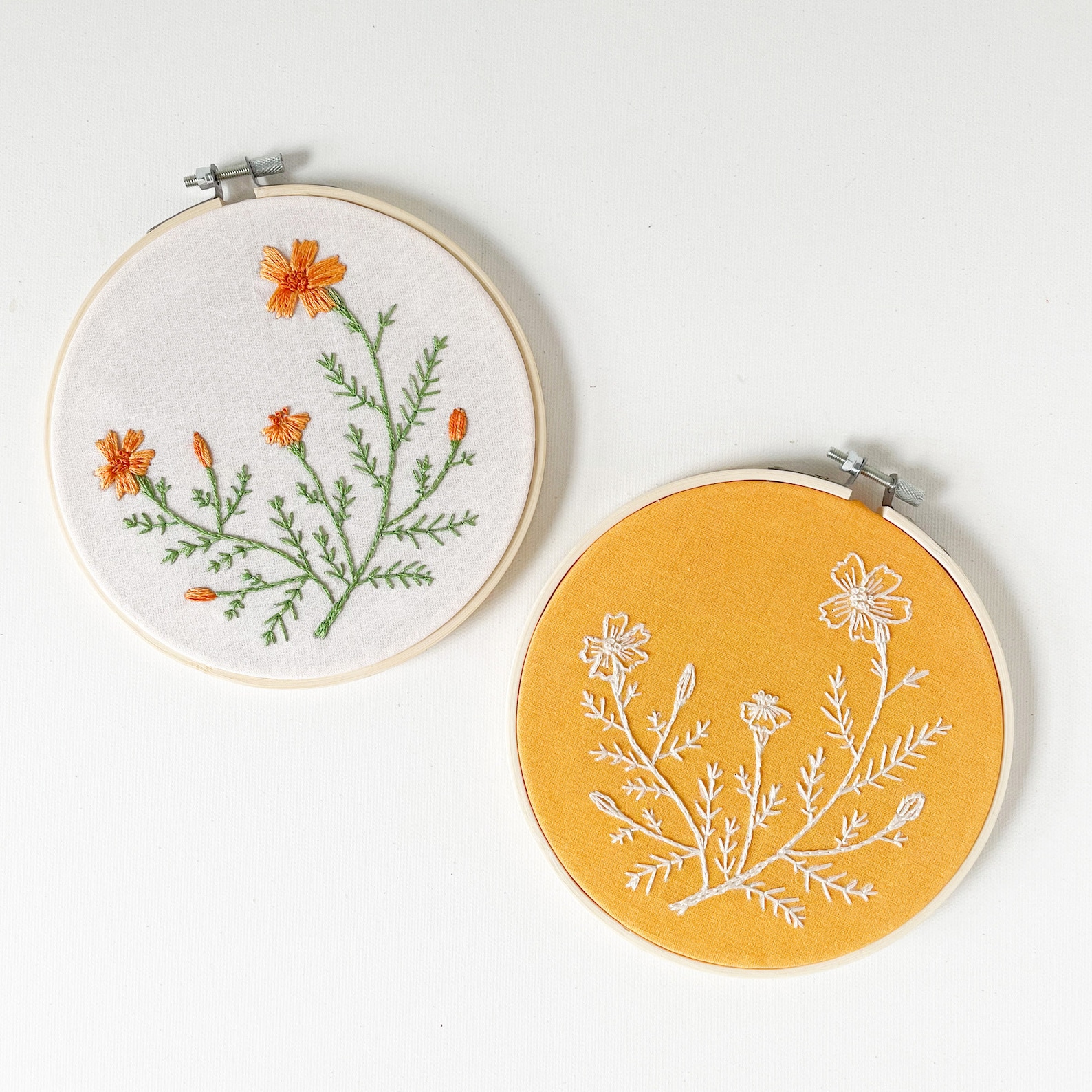 Marigolds Digital Embroidery Pattern With Two Versions of Embroidered ...