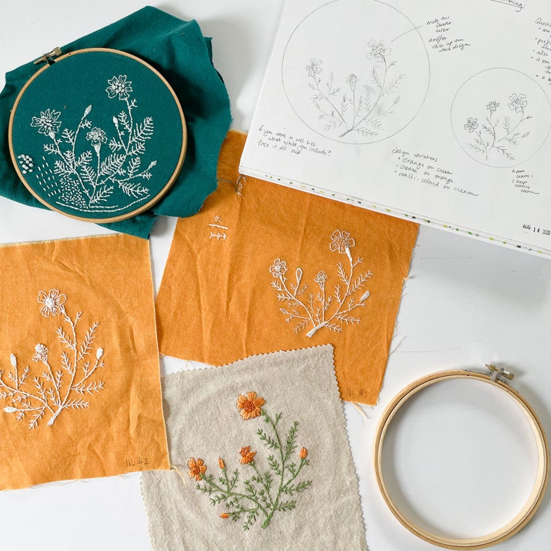 Marigolds Digital Embroidery Pattern With Two Versions of - Etsy